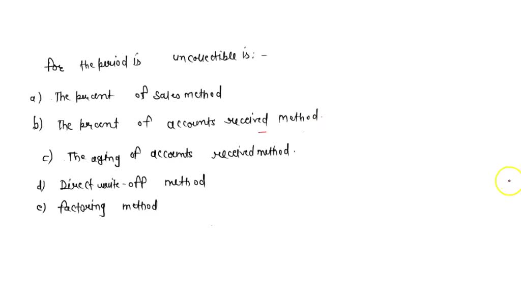 SOLVED: Factoring is the process of determining the allowance for ...