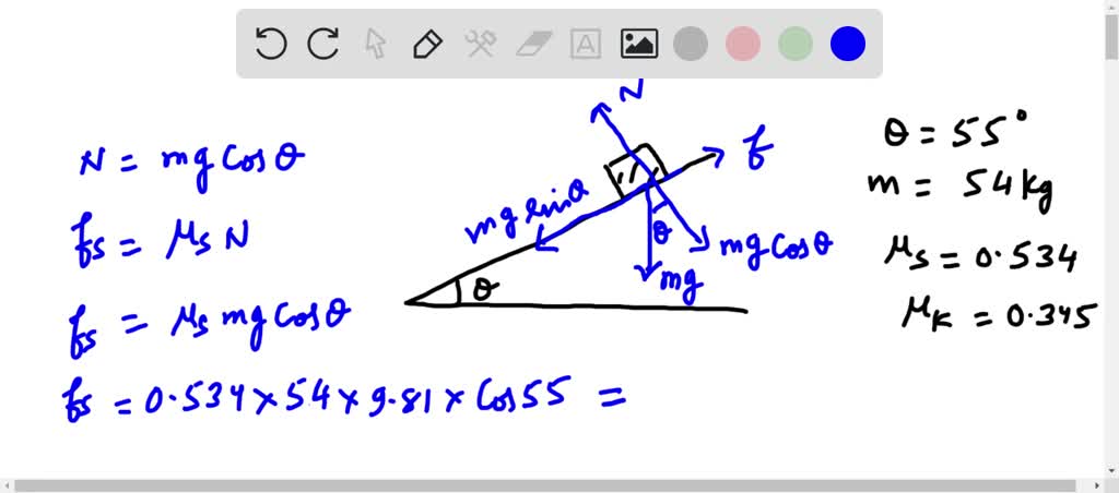 SOLVED: A block of mass m = 7.7 kg is being pushed up a ramp that makes ...