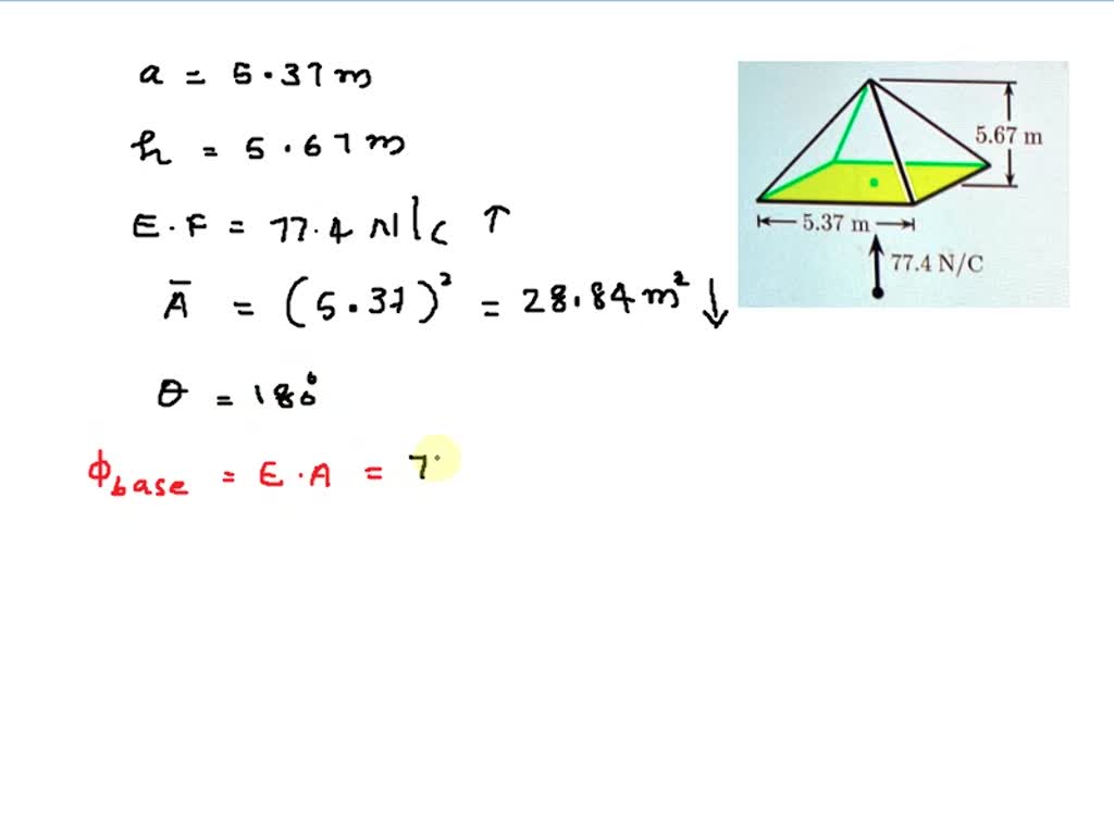 SOLVED: The pyramid has a square base with an area of mÂ² and a height ...