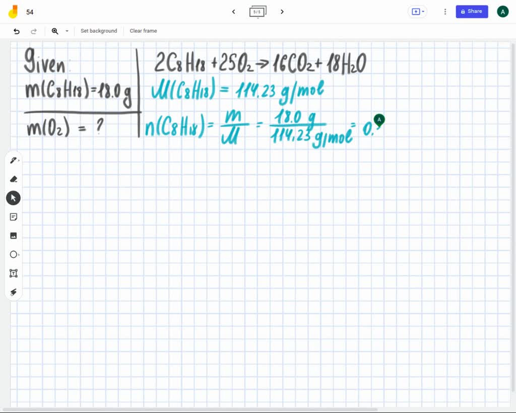 SOLVED: C8H18(g) + 12.5O2(g) → 8CO2(g) + 9H2O(g) How many grams of ... SOLVED: C8H18(g) + 12.5O2(g) → 8CO2(g) + 9H2O(g) How many grams of ...