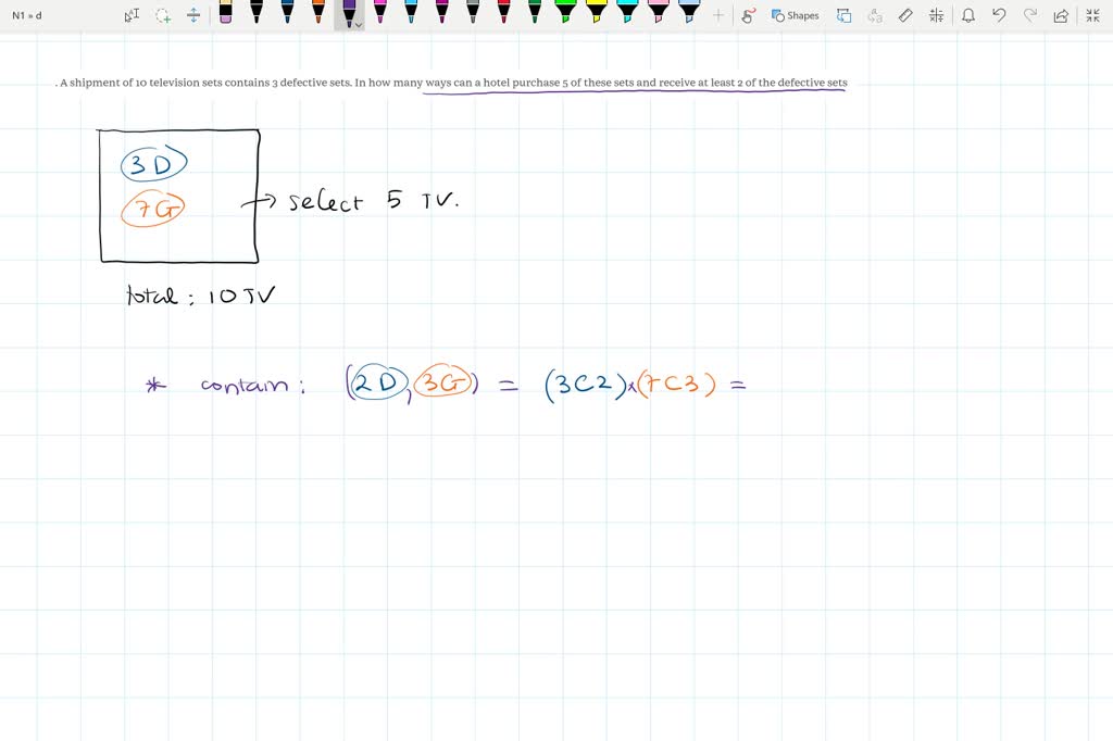 SOLVED: . A shipment of 10 television sets contains 3 defective sets ...