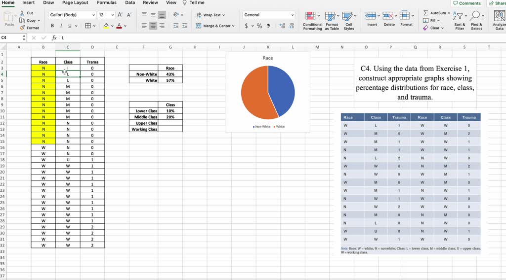Solved C4 Using The Data From Exercise 1 Construct Appropriate Graphs Showing Percentage 2961