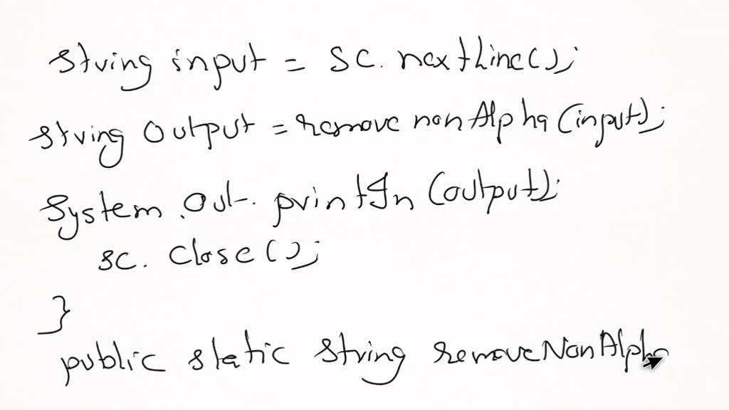 Java 417 Lab Remove All Non Alpha Characters Write A Program That Removes All Non Alpha