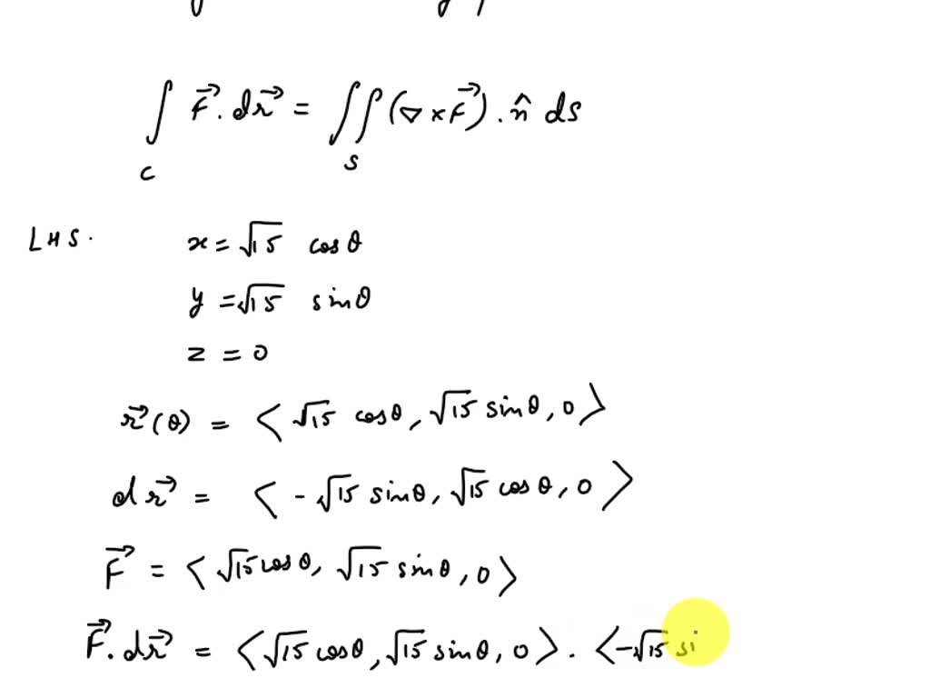 SOLVED: Verify that the line integral and the surface integra of Stokes' Theorem are equal for ...
