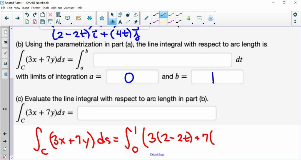 SOLVED: 09 Use the parametric equations to calculate the line integral ...