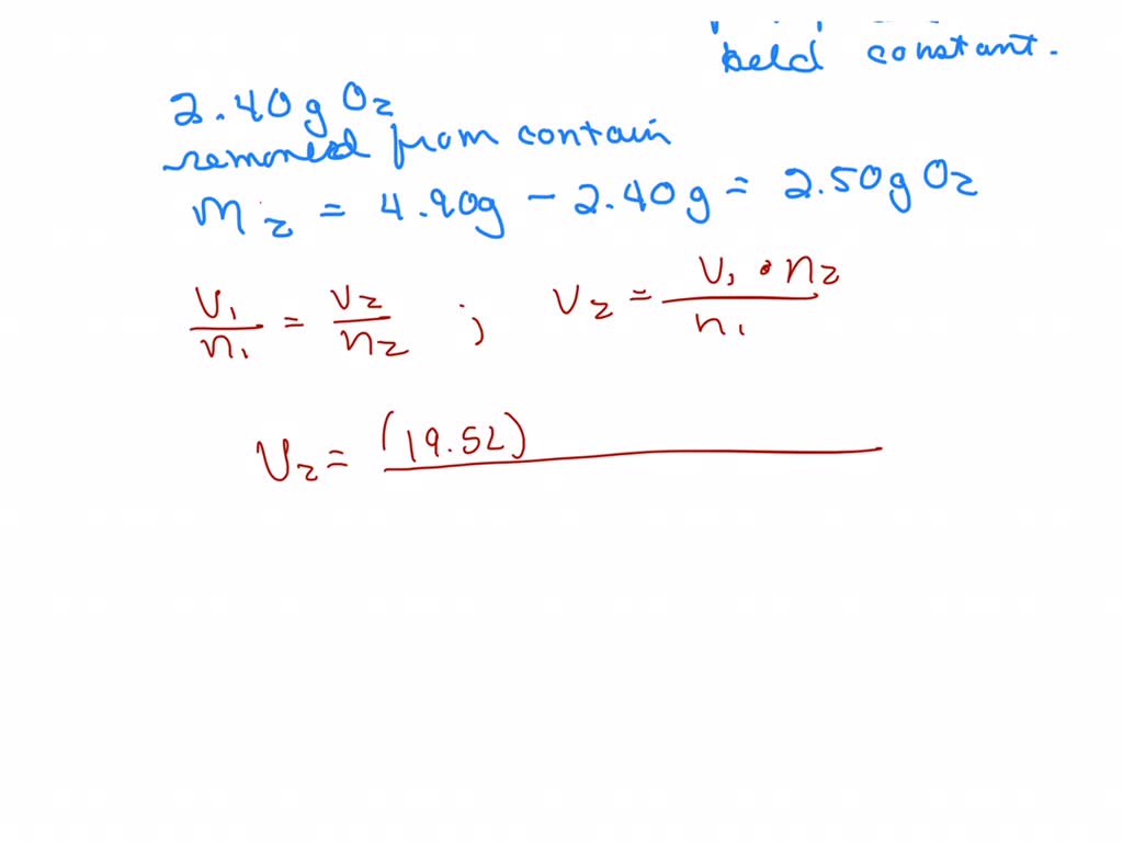 SOLVED: A sample containing 5.70 g of O2 gas has an initial volume of 19.0 L. What is the final ...