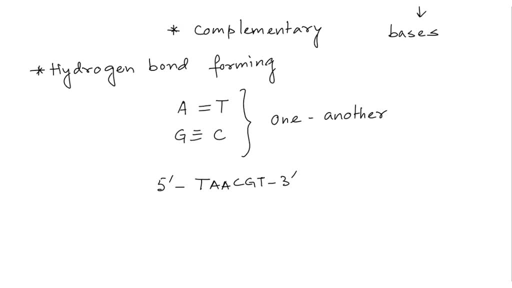 SOLVED: If one strand of a DNA molecule has the sequence of bases 5'-TAACGT-3', the ...