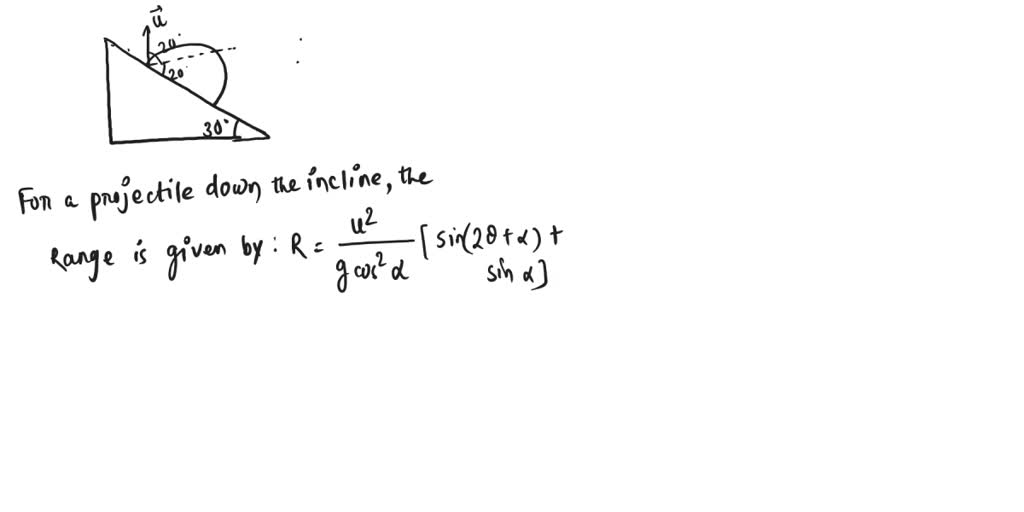 SOLVED: A projectile with an initial velocity of 300 m/sec is fired down a hill sloping at an ...