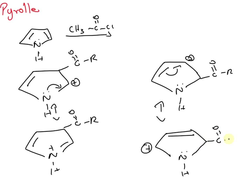 SOLVED: The reaction between pyrrole and acetyl chloride (shown below ...