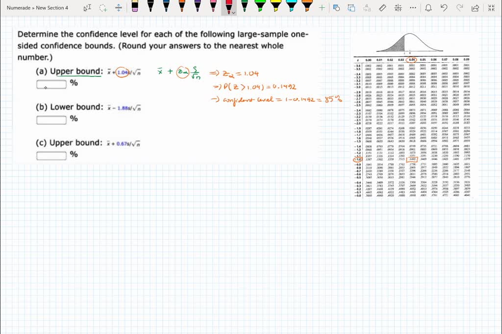 SOLVED: Determine the confidence level for each of the following large ...