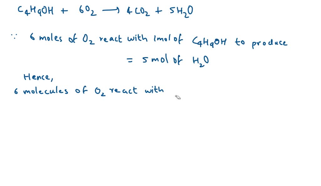 SOLVED: 2C2H6 + 7O2 –> 4CO2 + 6H2O How many molecules of water, H2O, can be made from 2 ...