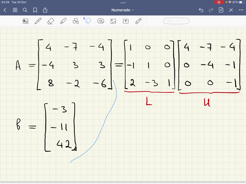 SOLVED: Solve the equation Ax = b by using the LU factorization given ...