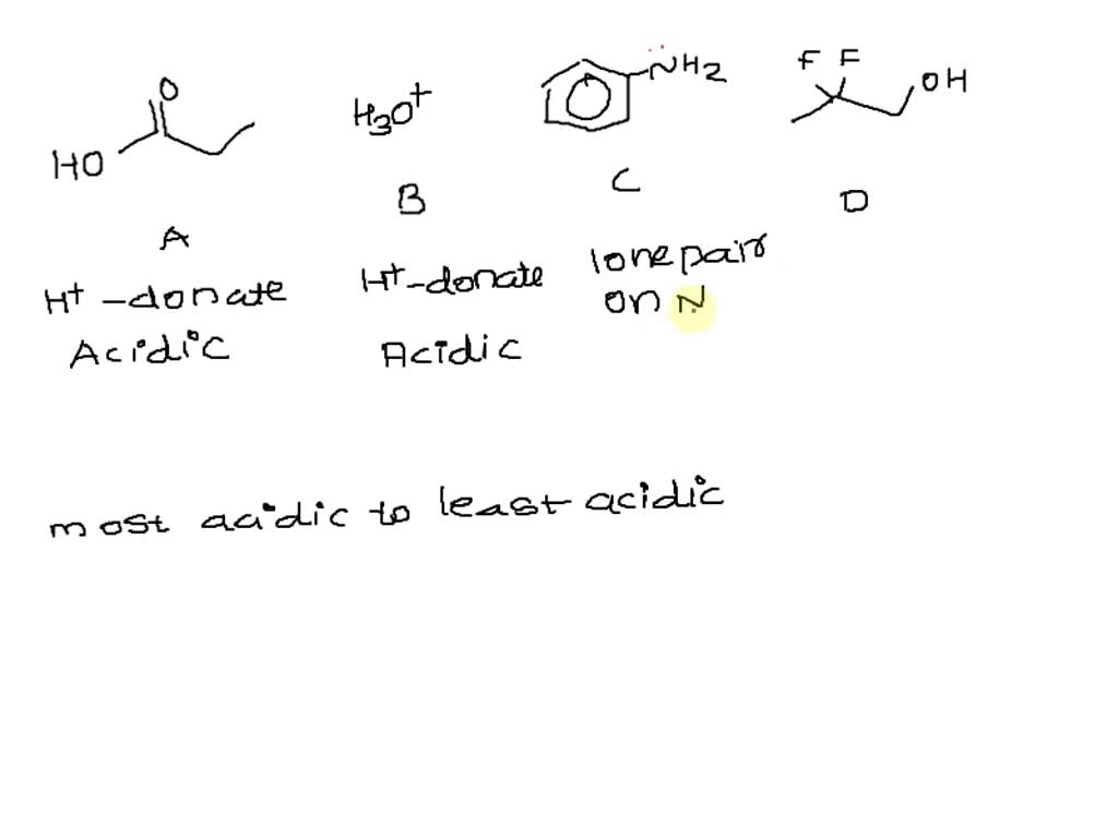 SOLVED: 10 pts: Rank the following compounds from most acidic (1) to least acidic (5), with a ...