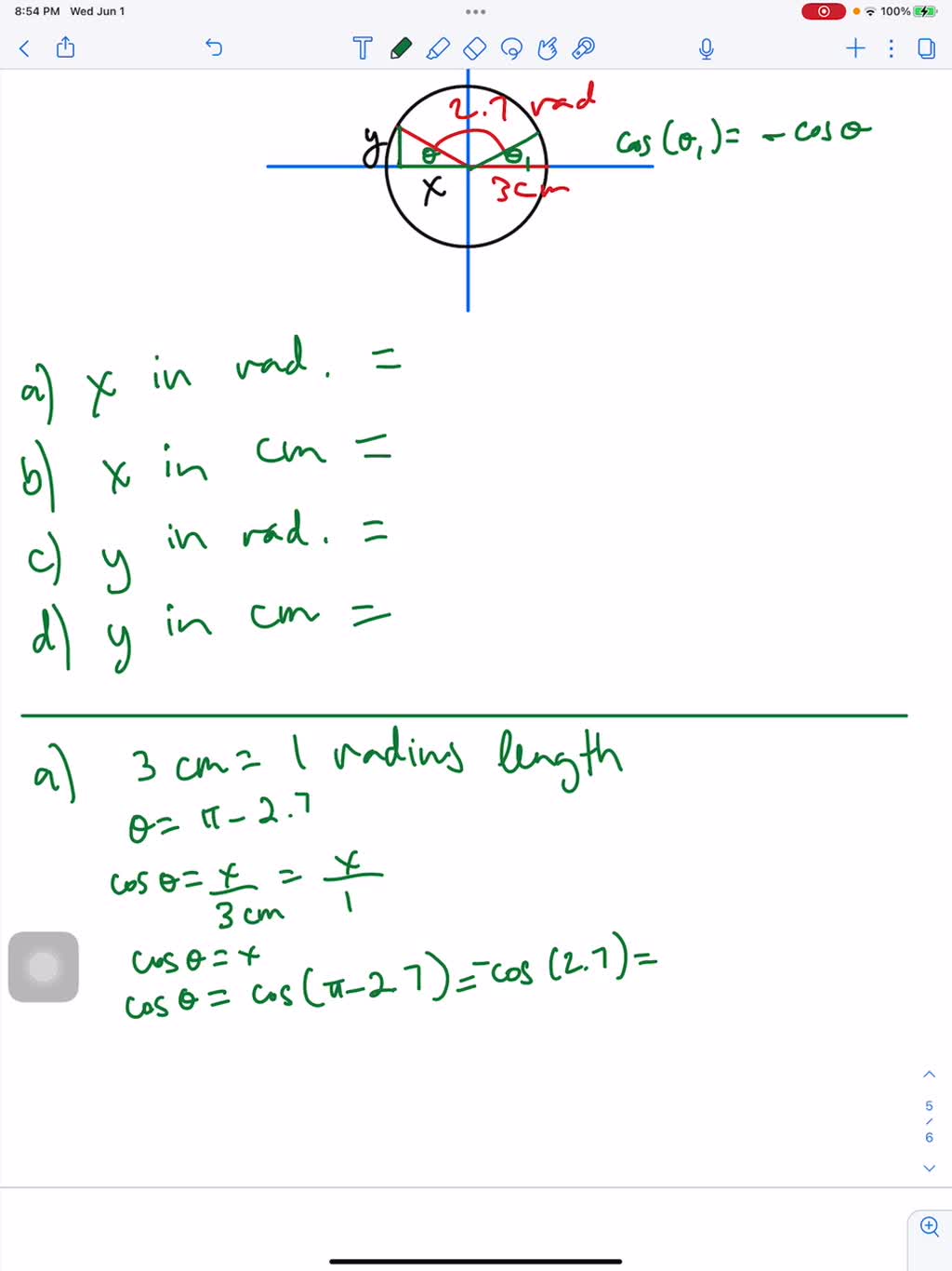 SOLVED: The terminal point's distance to the right of the center of the ...