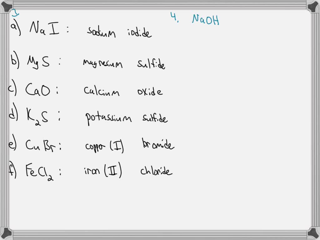 SOLVED: Name the following Stock system compounds by using the NaCl ...