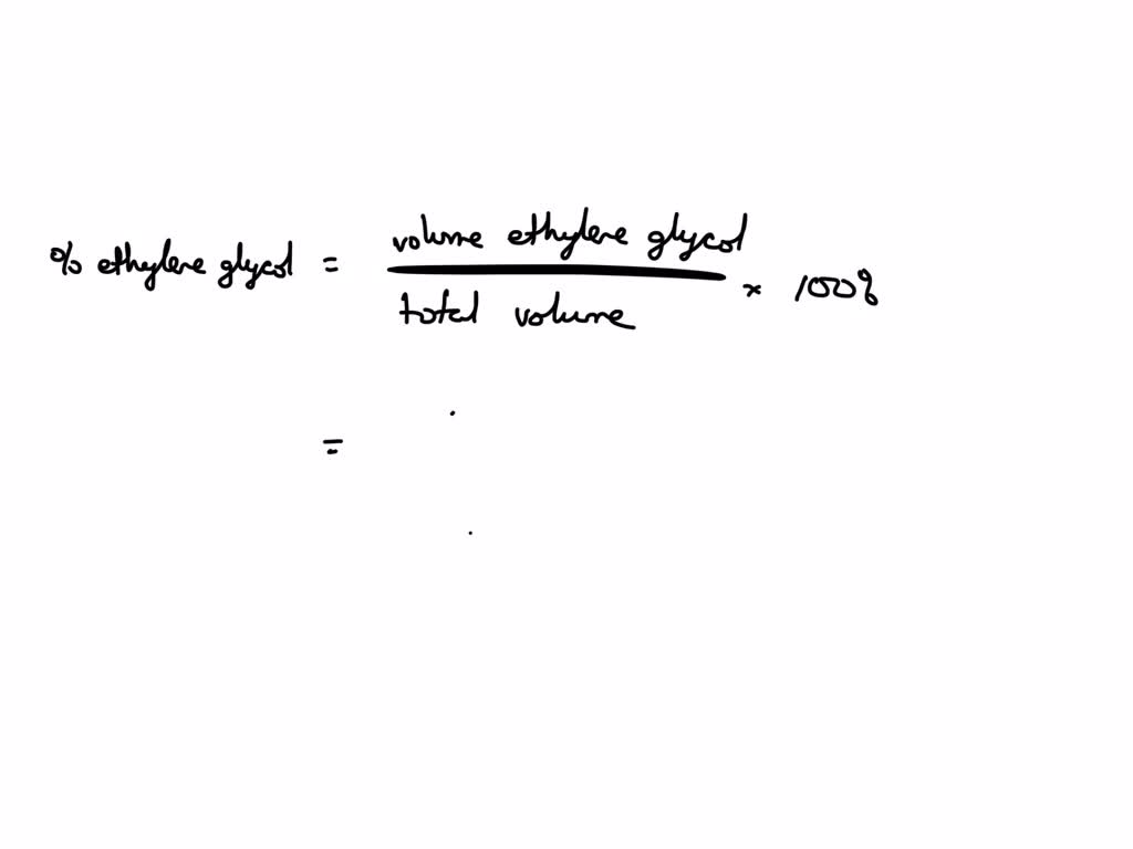 SOLVED: An antifreeze mixture is made by mixing 400 mL ethylene glycol ...