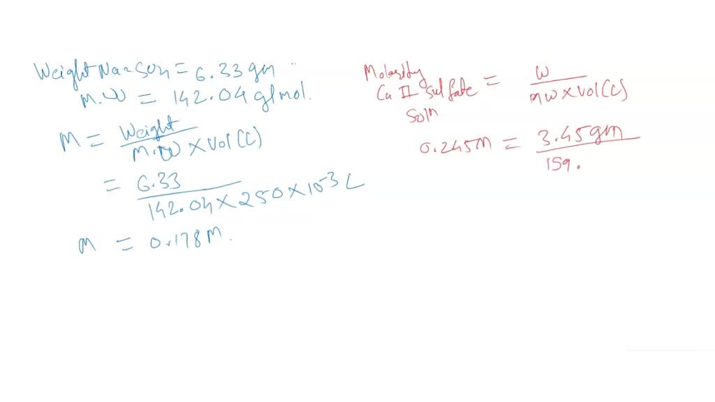 SOLVED: A solution is prepared by dissolving 6.33 g of Na2SO4 in enough water to make 225 mL of ...