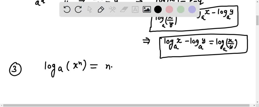 SOLVED: Problem Logarithms: a" y 4 loga : x = y: Prove that loga ( (mn ...
