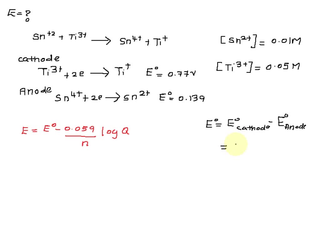 SOLVED: Consider the titration of 25.0mL 0.0100M Sn2+by 0.0500M Tl3+in 1M HCl, using Pt and ...