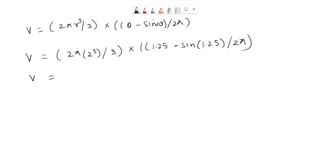 Determine the volume of a s spherical wedge of radius 2 m and a central ...