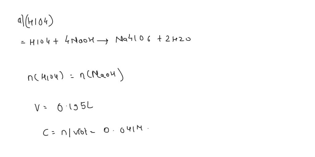 SOLVED: Calculation of pH in detail Acid-base titration Calculate: Residue concentrations of ...