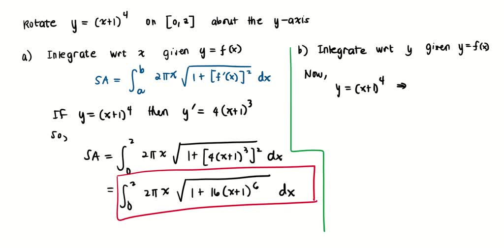 SOLVED: The given curve is rotated about the y -axis. Set up, but do not evaluate, an integral ...