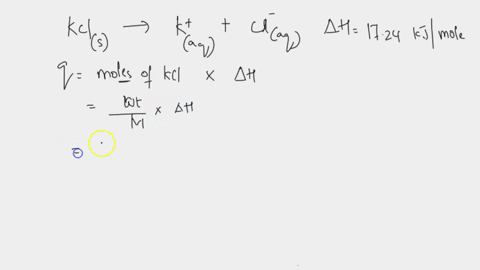The molar enthalpy of dissolution of potassium chloride is 17.24 kJ/mol KCl as shown below: KCI ...