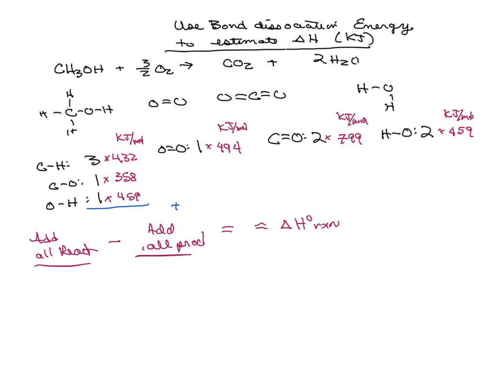 SOLVED: Using the bond energies provided, calculate the enthalpy of the reaction (ΔHrxn, in kJ ...