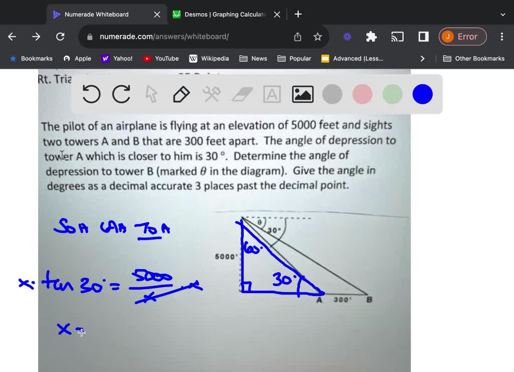 SOLVED: Chapter 3: Right Triangle Trig: NAME 25 Points The pilot of an ...