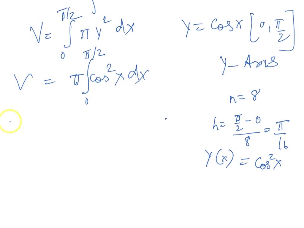 SOLVED: Calculate the eighth approximation to the volume of a solid obtained by rotating the ...