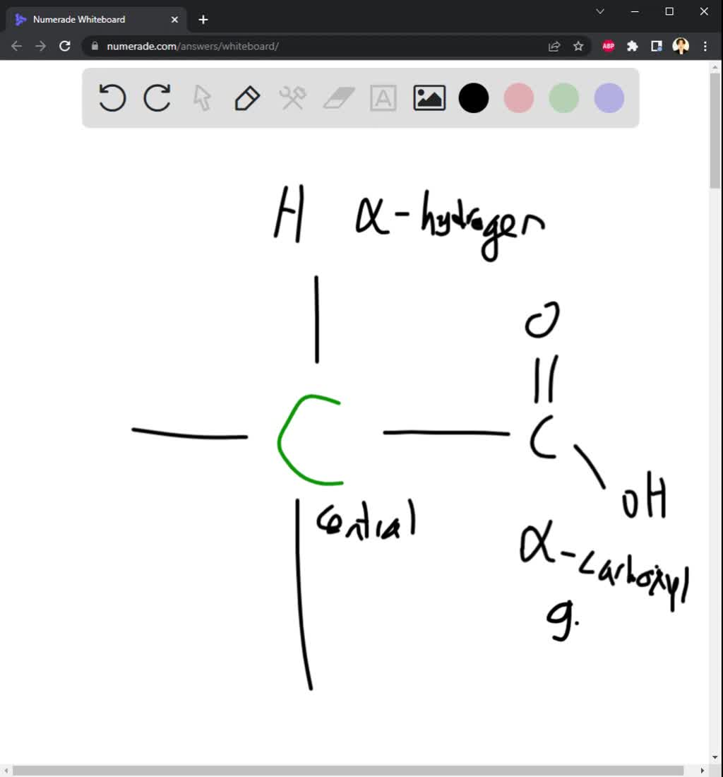 SOLVED: Draw a structural formula of a generic amino acid. Label the ...