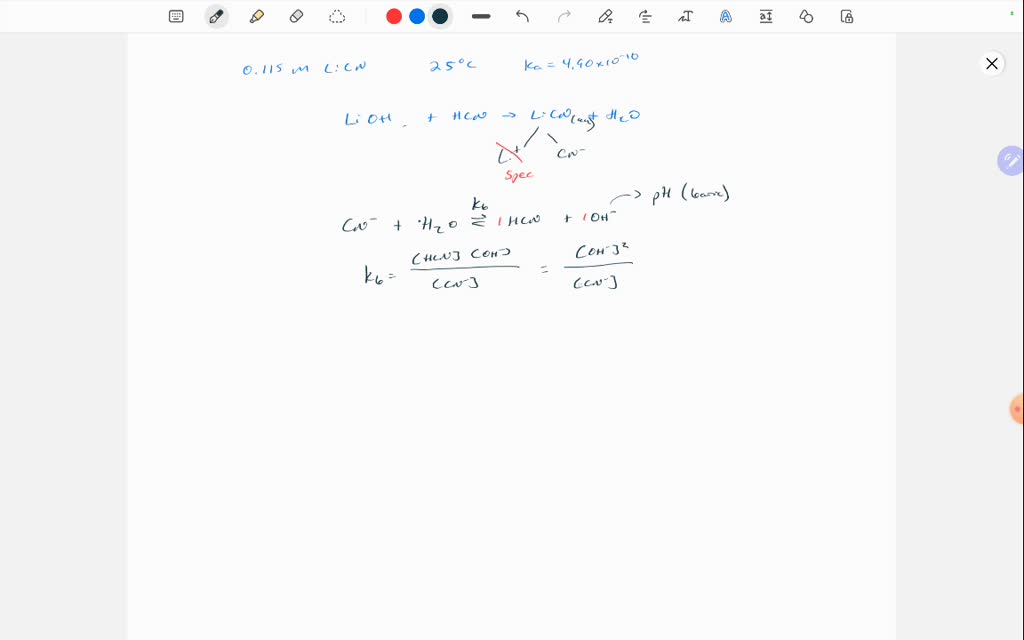 SOLVED: A 0.115 M solution of lithium cyanide, LiCN, a salt formed from ...