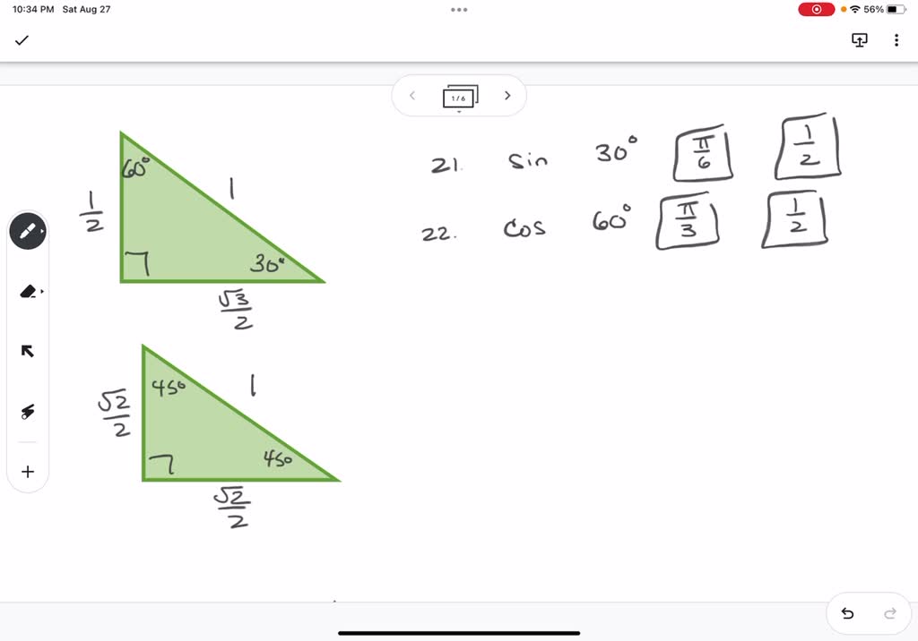 SOLVED: Learning Task Complete Ihe table below: TRIGONOMETRIC RATIOS OF ...