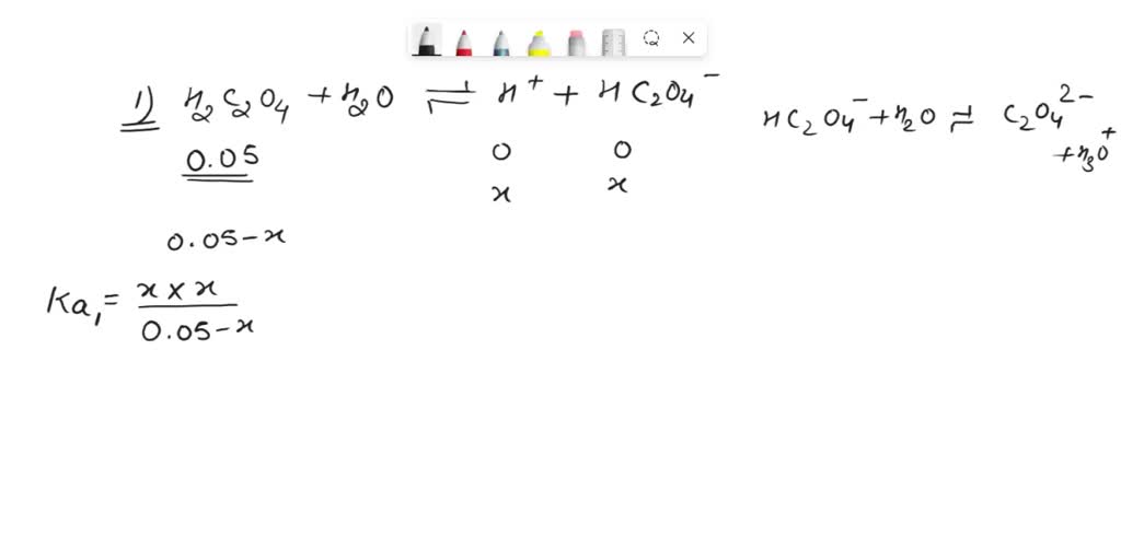 Suppose a 0.050 M aqueous solution of oxalic acid (H2C2O4) is prepared ...
