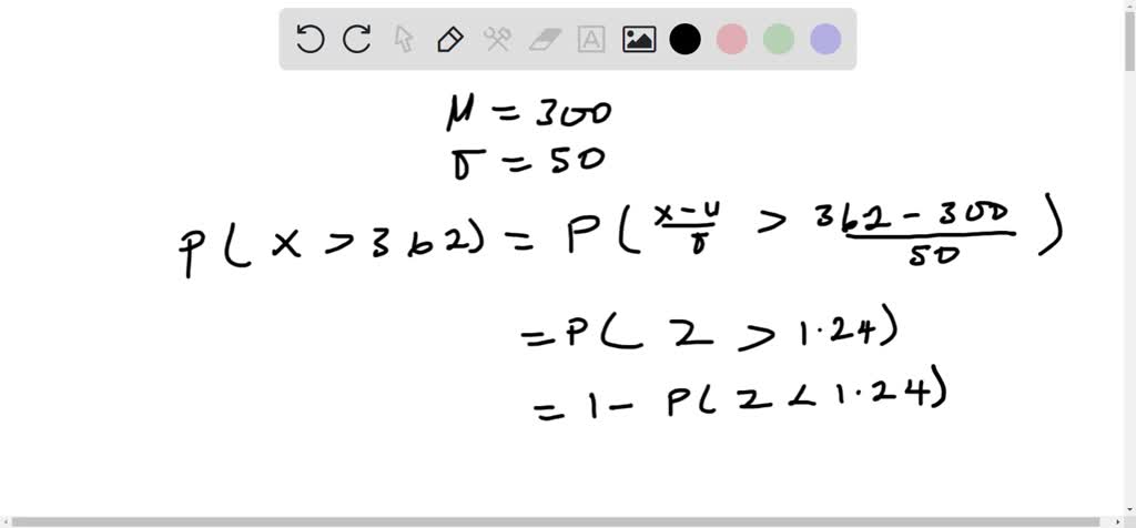 SOLVED: Given that X has a normal distribution with μ = 300 and σ = 50 ...