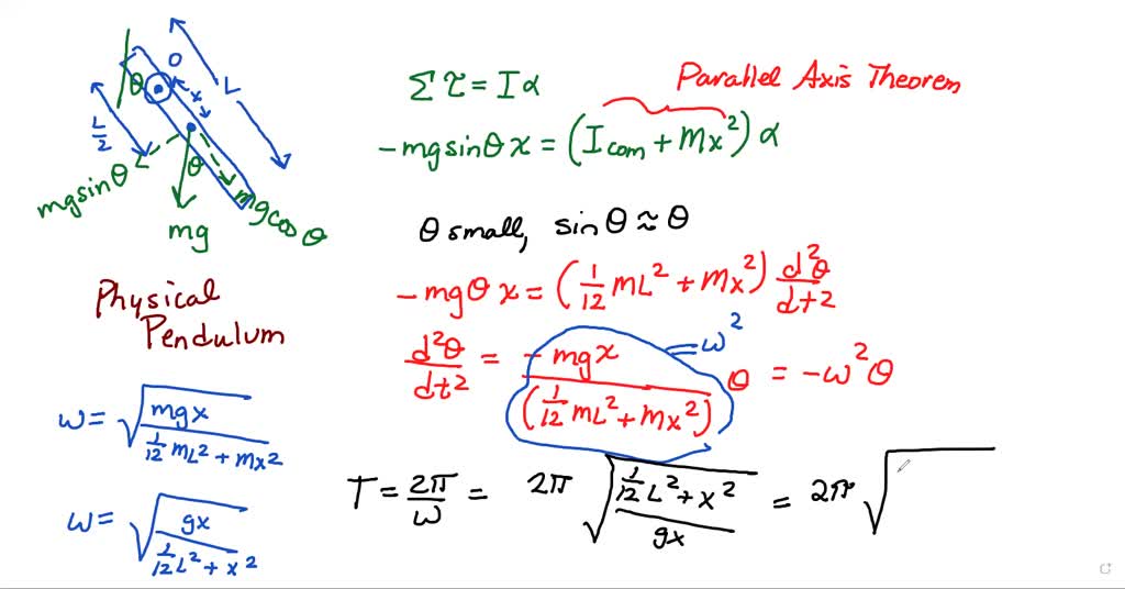 SOLVED: A uniform stick of length L oscillates as physical pendulum ...