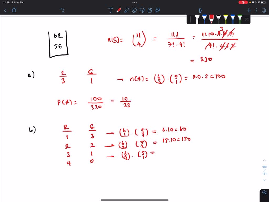 SOLVED: 3.A box contains 6 red balls,8 green balls,and 5 white balls ...