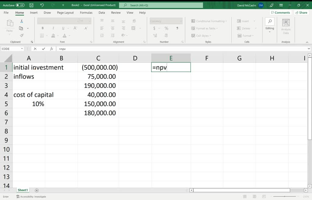 An investment with an initial outlay of R500 000 generates five ...