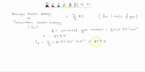 Calculate the average translational kinetic energy ek for...