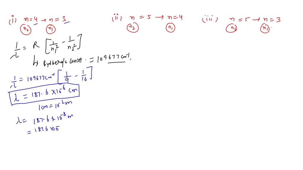 SOLVED: Calculate the wavelength of light emitted when each of the following transitions occur ...