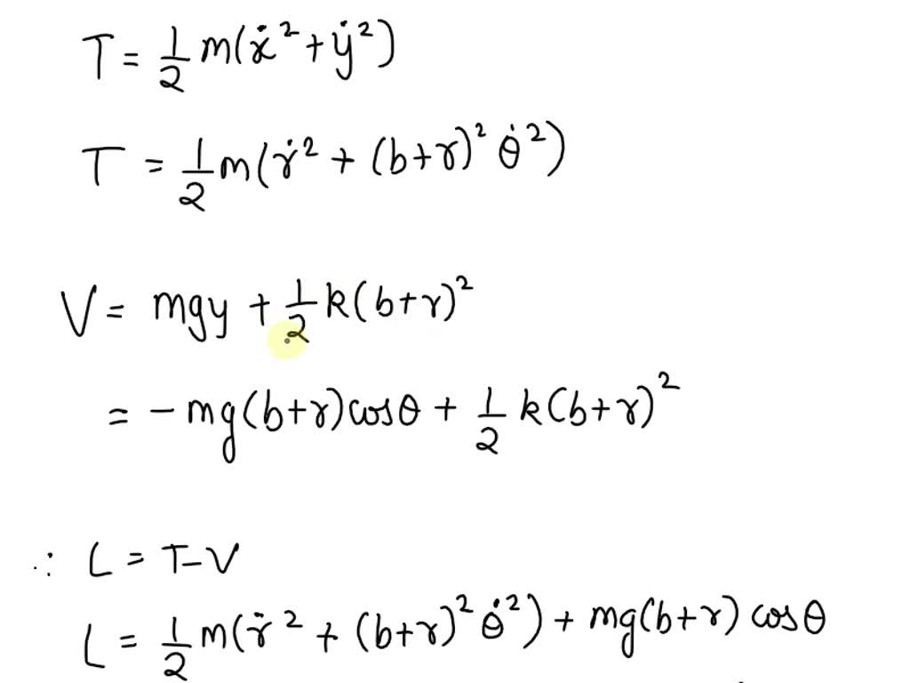 SOLVED: Q2 (1Opt) Find the equations of motion for an "elastic pendulum ...