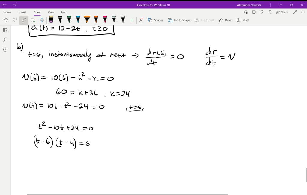 A particle P moves along a straight line. At time t seconds, the velocity vms^−1 of P is modeled ...
