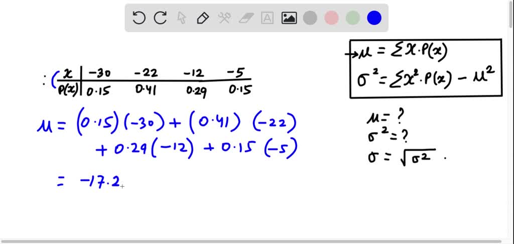 SOLVED: Calculate the mean, the variance, and the standard deviation of ...