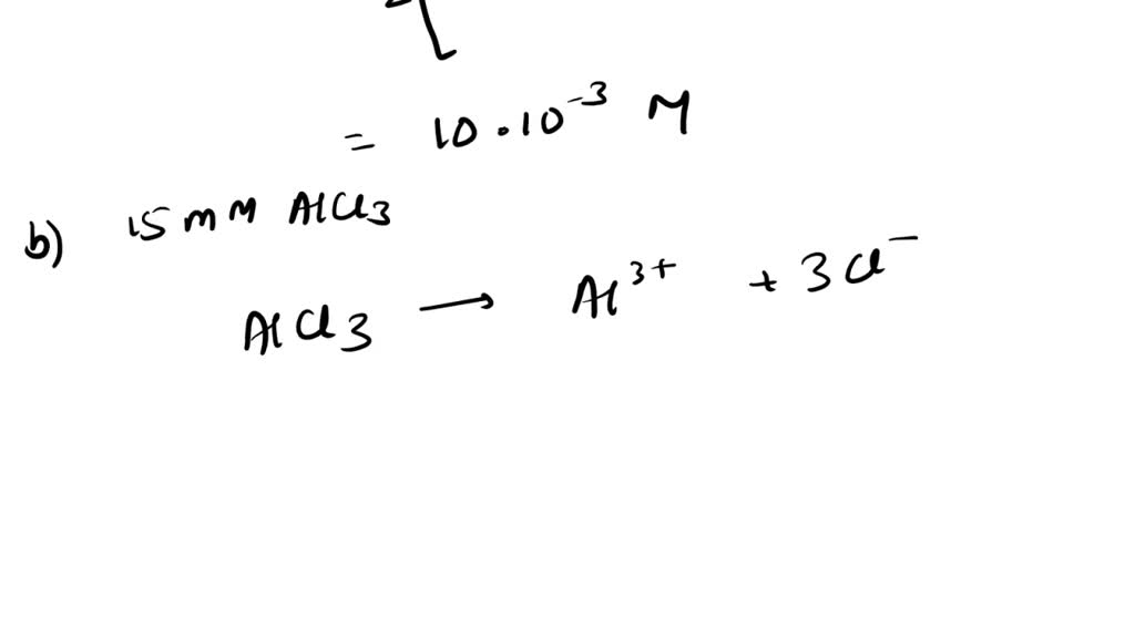 SOLVED: Calculate the ionic strength for a salt solution contains 10 mM NaCl and 15 mM AlCl3 ...