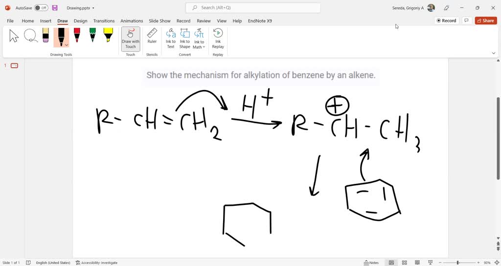 SOLVED: Show the mechanism for alkylation of benzene by an alkene.