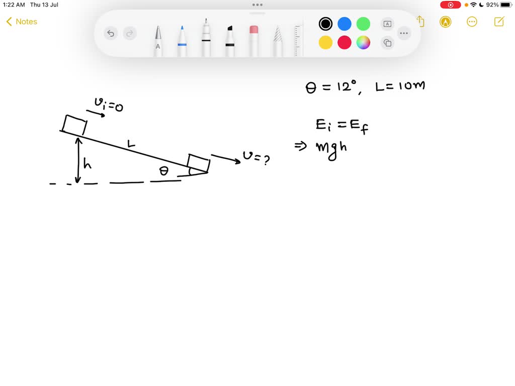 SOLVED: A block slides down a frictionless inclined ramp. If the ramp angle is 12° and its ...