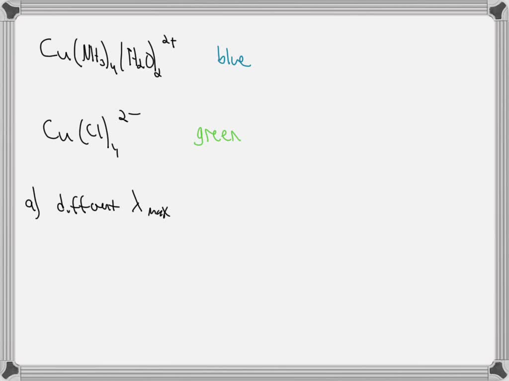 SOLVED: Copper(II) ion in aqueous ammonia produces a blue solution ...