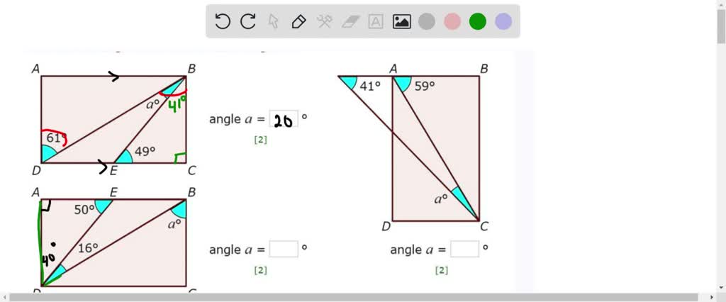 SOLVED: 'abcd is a rectangle. work out the angle labelled a in each ...