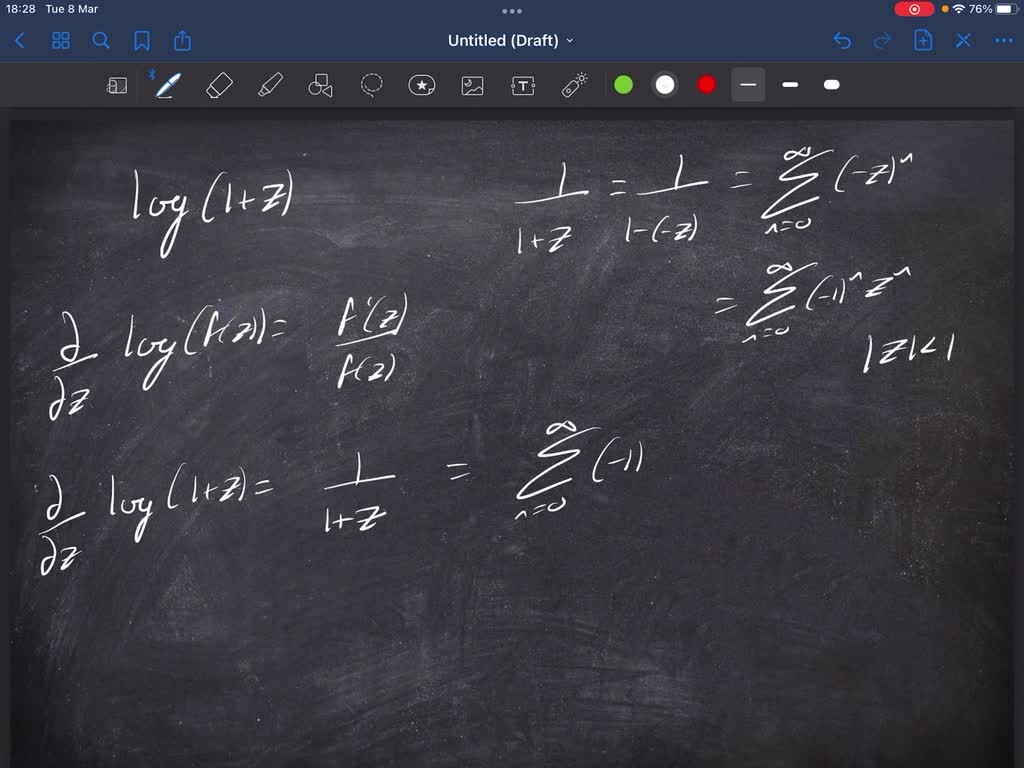 SOLVED: Use the Taylor series for 1/(1 + z) about z = 0 to find the ...
