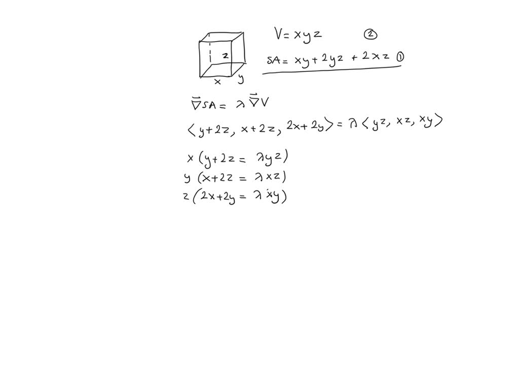 SOLVED: Lagrange multiplier A cardboard box without a top is to have a volume of 256,000 cubic ...